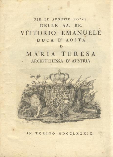 Nozze Vittorio Emanuele duca d'Aosta e Maria Teresa arciduchessa d'Austria.1789